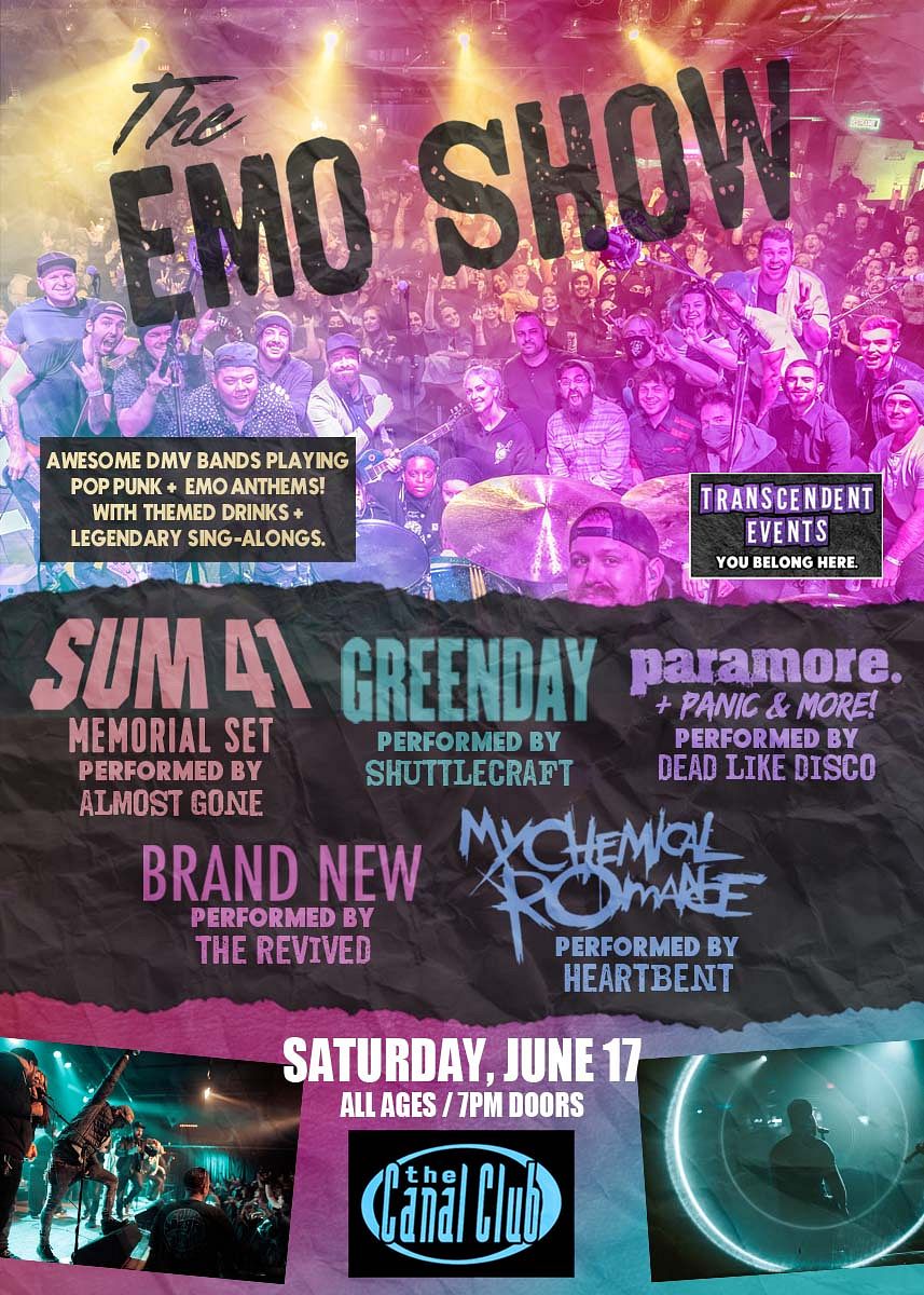 The Emo Show: legendary Pop Punk & Emo Anthems Tickets at Canal Club in Richmond by Transcendent ...