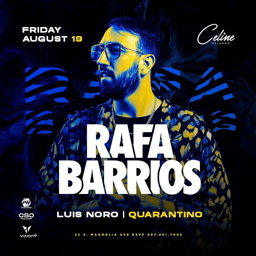 Rafa Barrios Tickets at CELINE ORLANDO in Orlando by Celine Orlando | Tixr