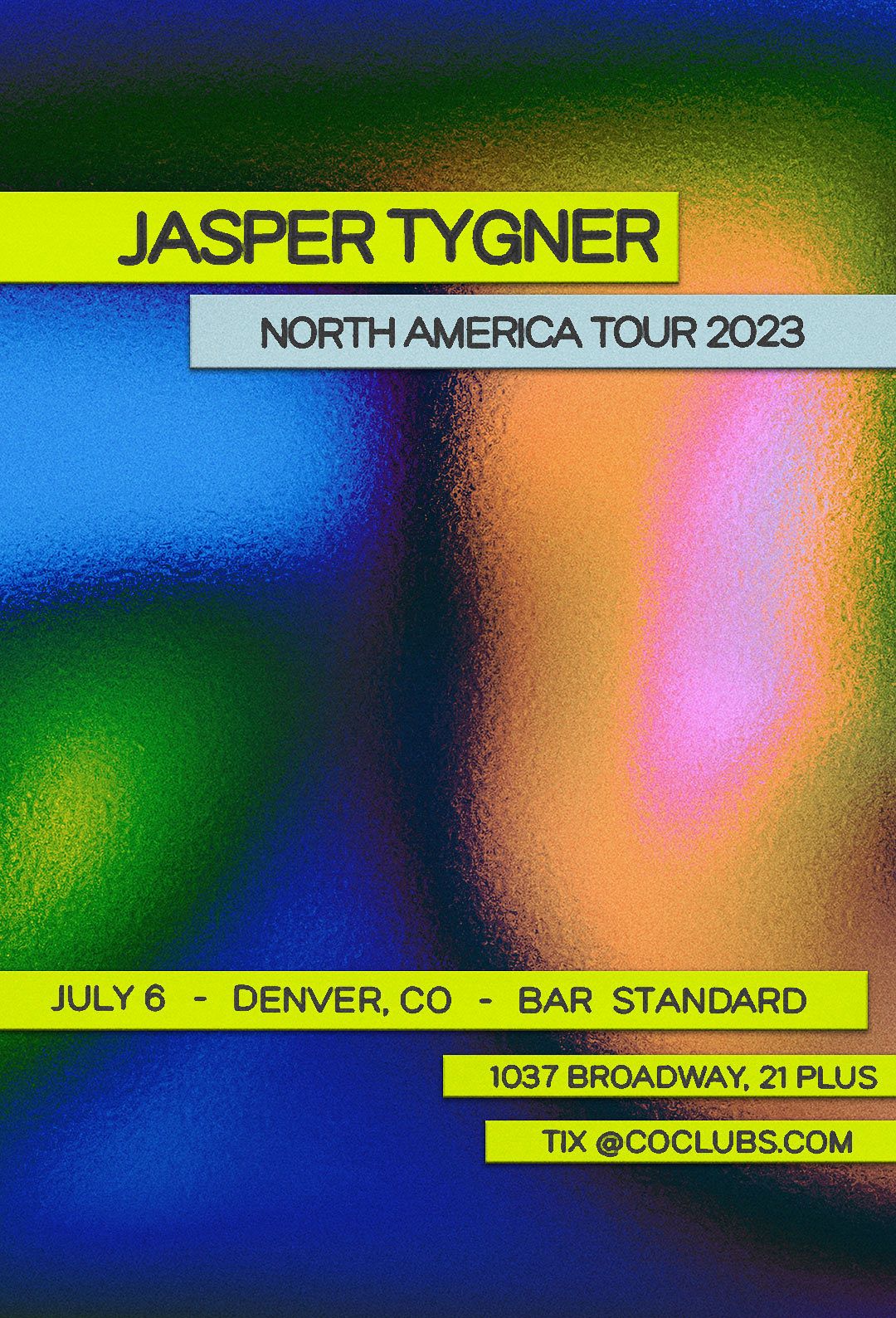 Jasper Tygner - North American Tour Tickets at Bar Standard in Denver ...