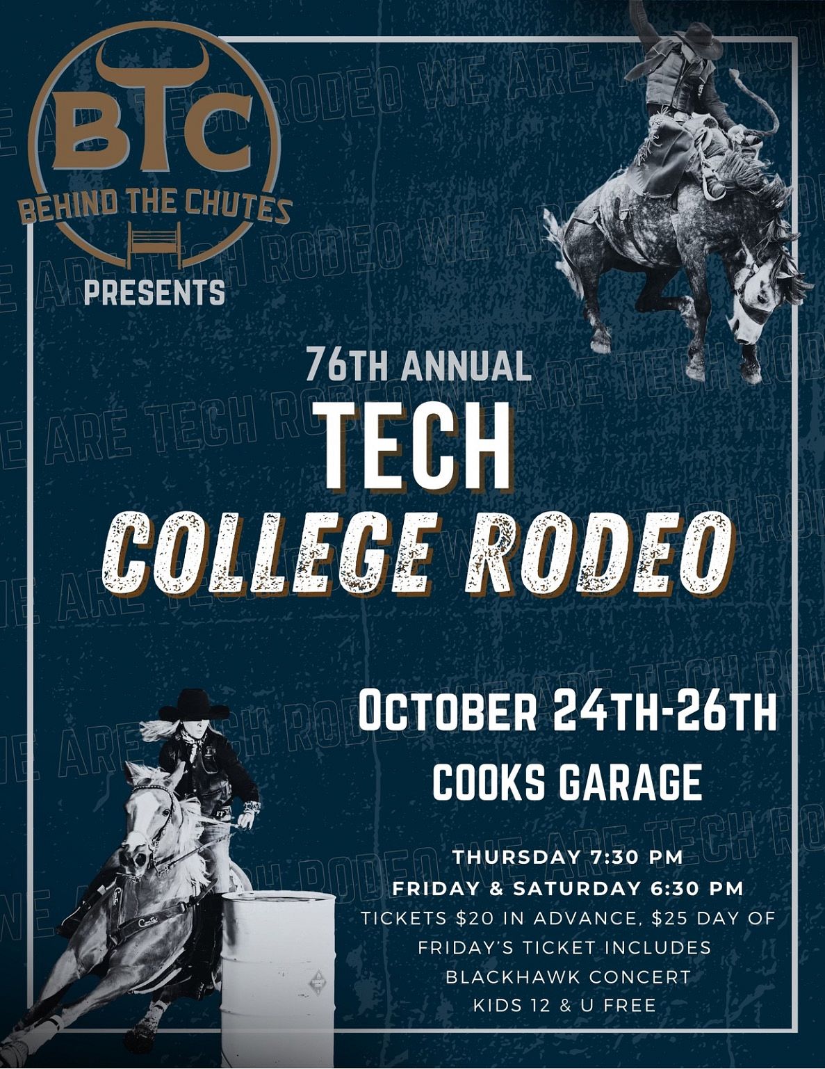 76th Annual Tech College Rodeo Tickets at The Bus Barn at Cooks Garage in Lubbock by Cooks ...