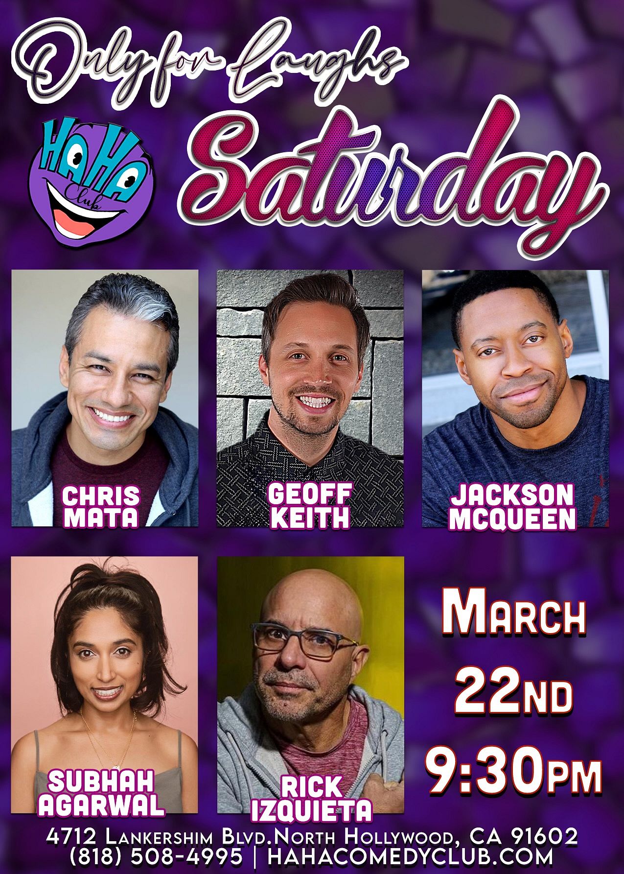 Only For Laughs Tickets at Ha Ha Comedy Club in Los Angeles by Haha Comedy Club | Tixr