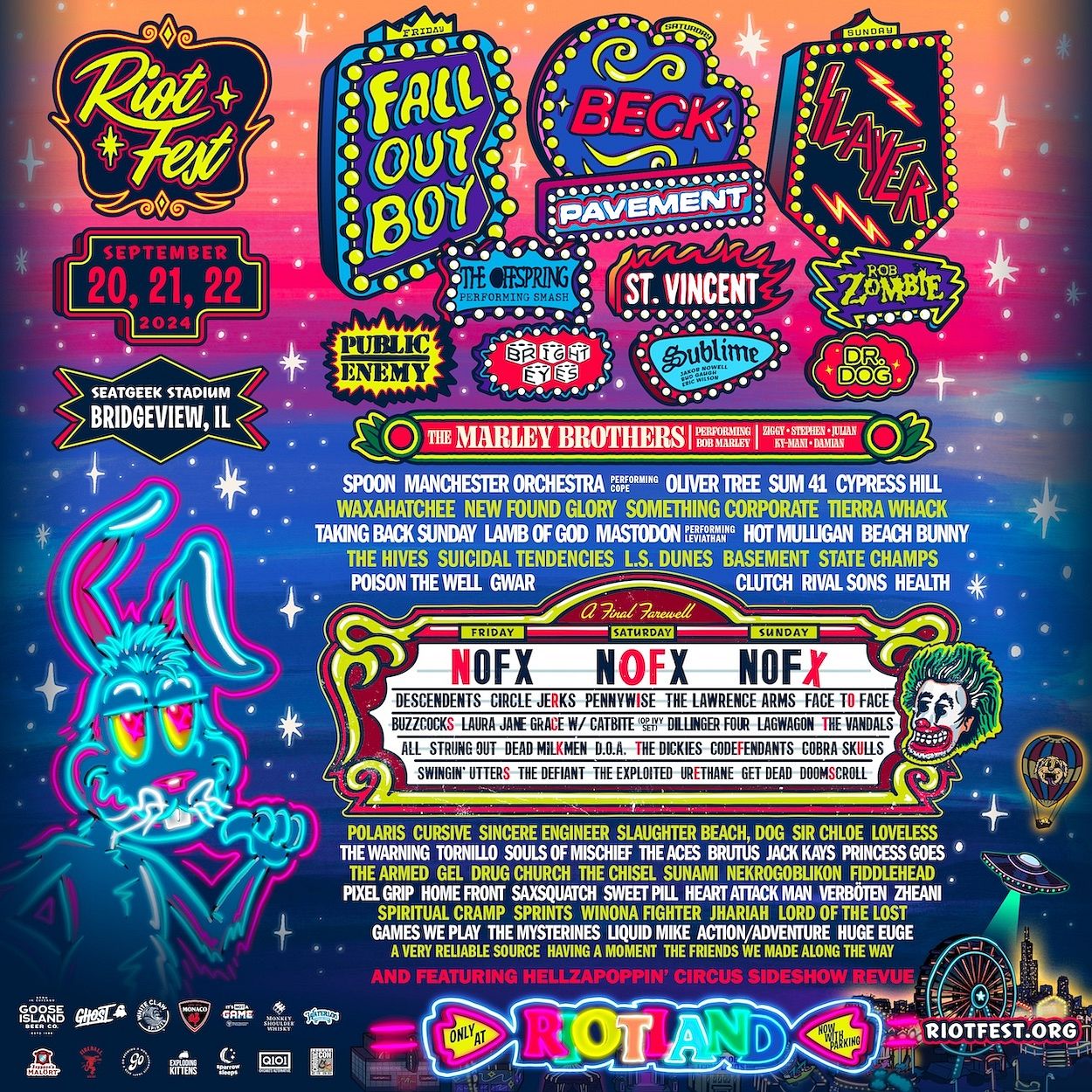 Riot Fest 2024 Tickets at RiotLand at SeatGeek Stadium in Bridgeview by ...