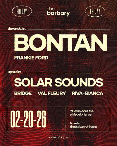 BONTAN / SOLAR SOUNDS Tickets at The Barbary in Philadelphia by The ...
