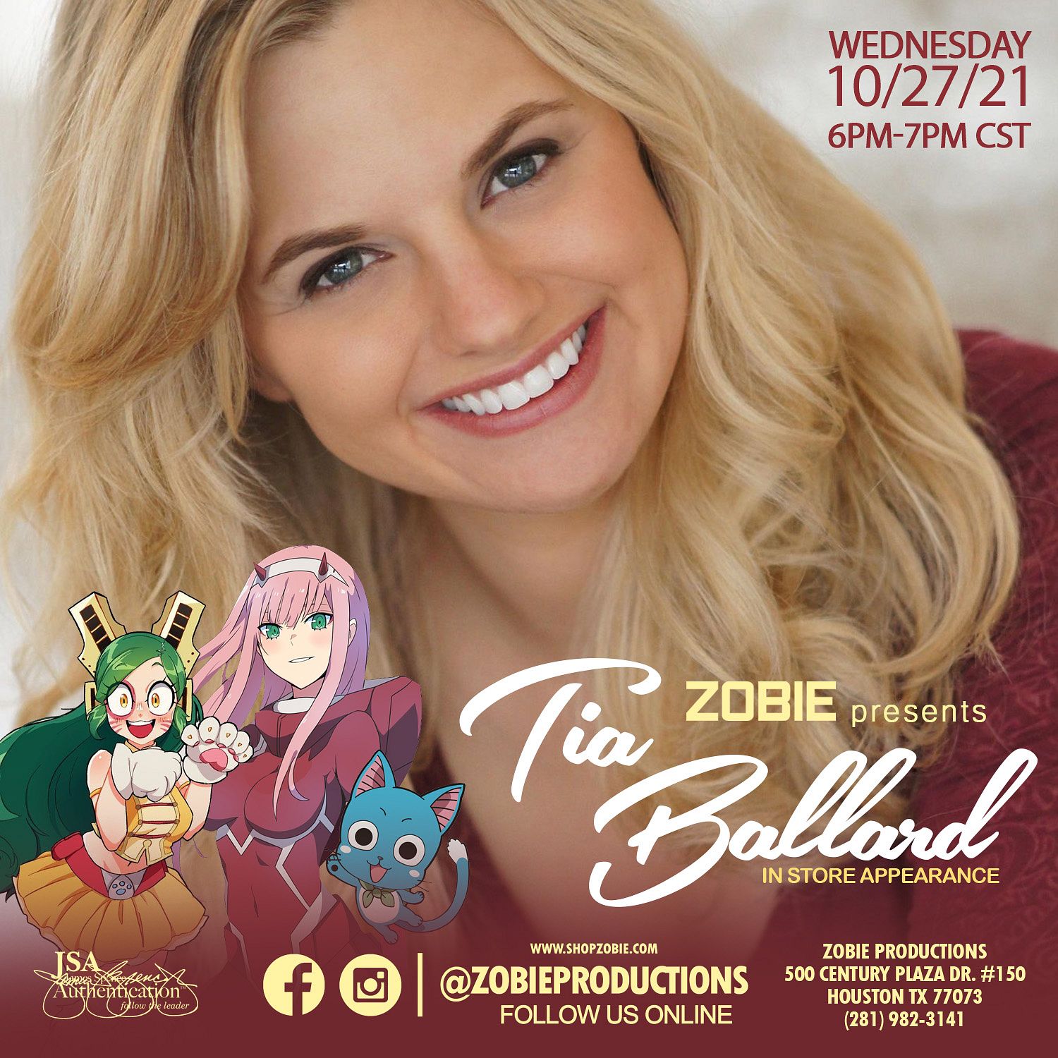 Tia Ballard In-Store @ Zobie Tickets at Zobie Headquarters in Houston ...