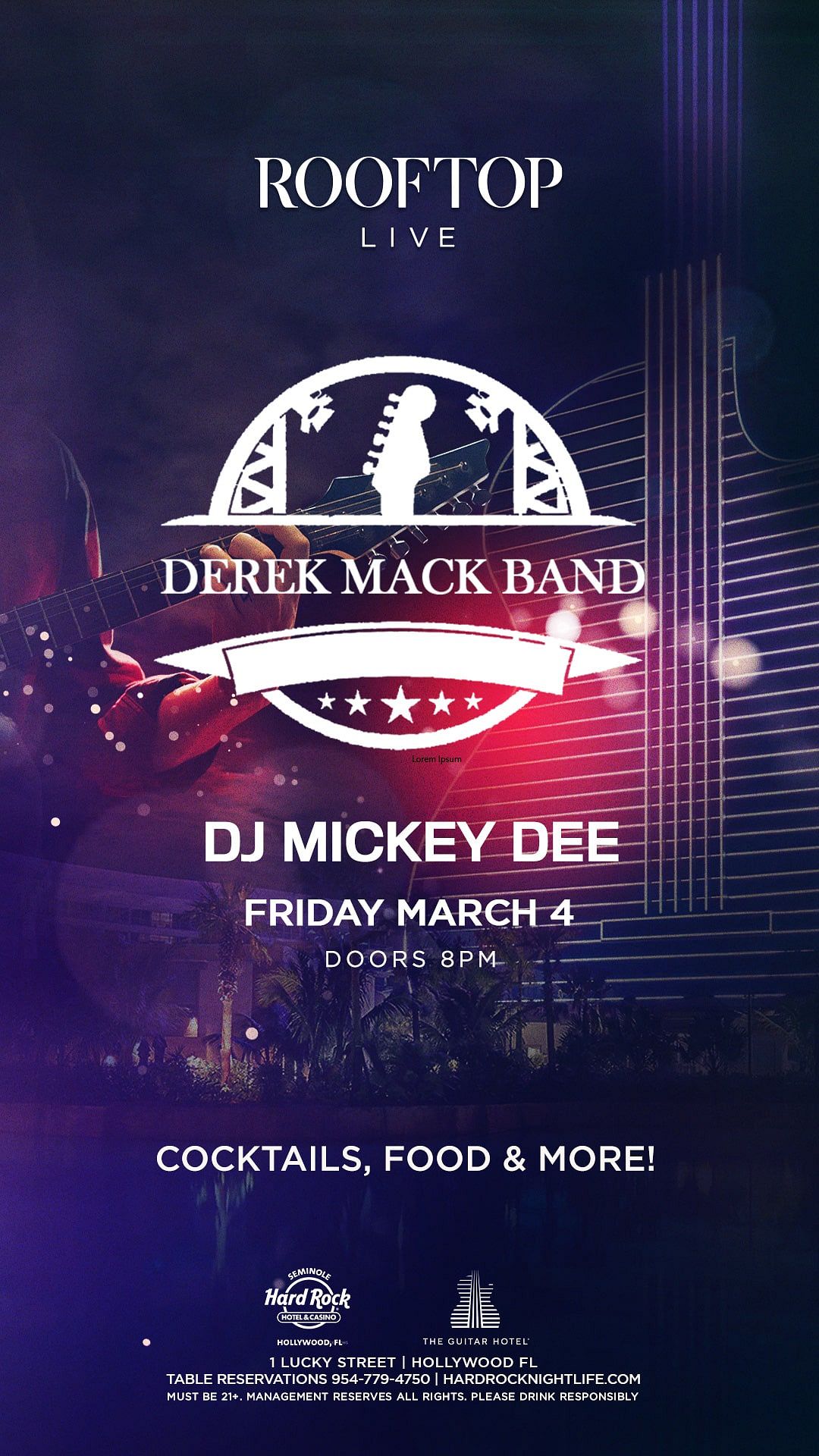 Derek Mack Band | Rooftop Live - Hardrock Holly Tickets at Rooftop Live ...
