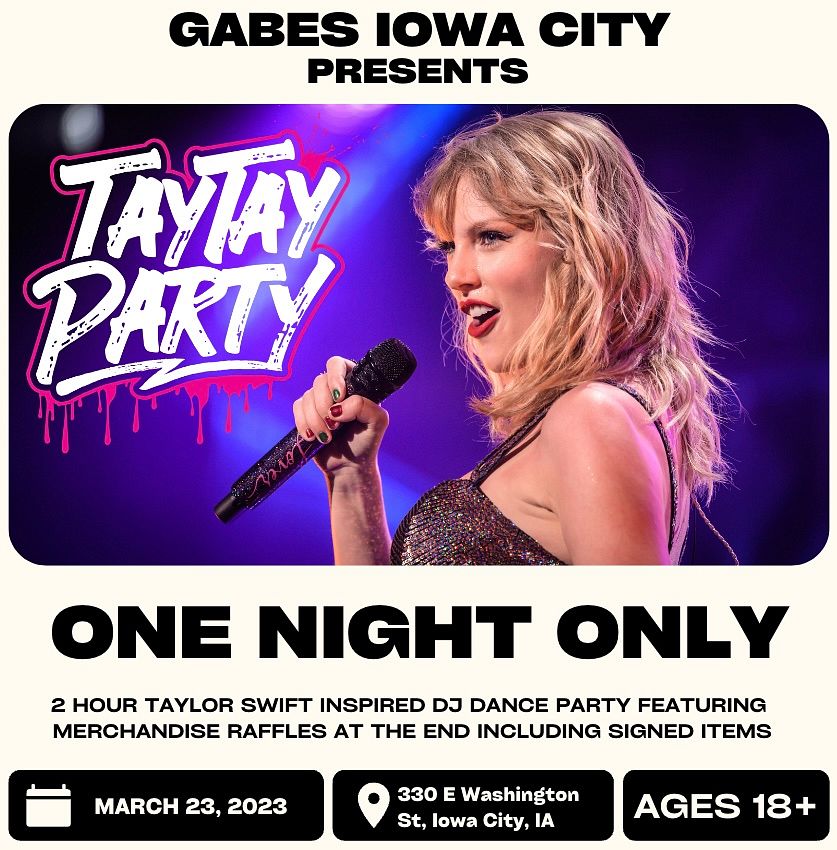 The Ultimate TayTay Party Tickets at Gabe's in Iowa City by Gabe's | Tixr