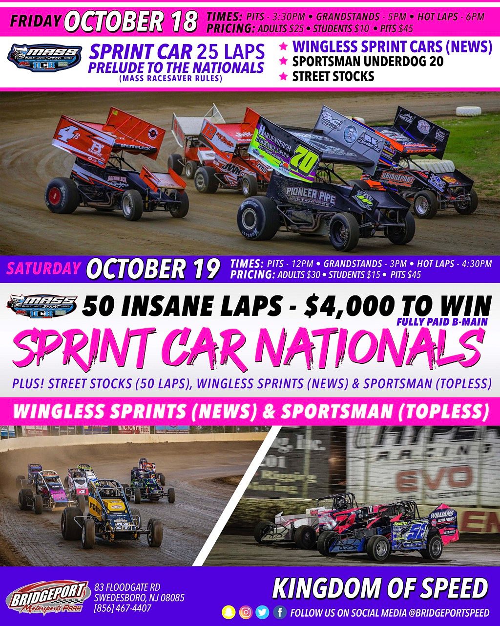 MASS 305 SPRINT CAR NATIONALS - SATURDAY Tickets at Bridgeport Motorsports Park in Swedesboro by ...