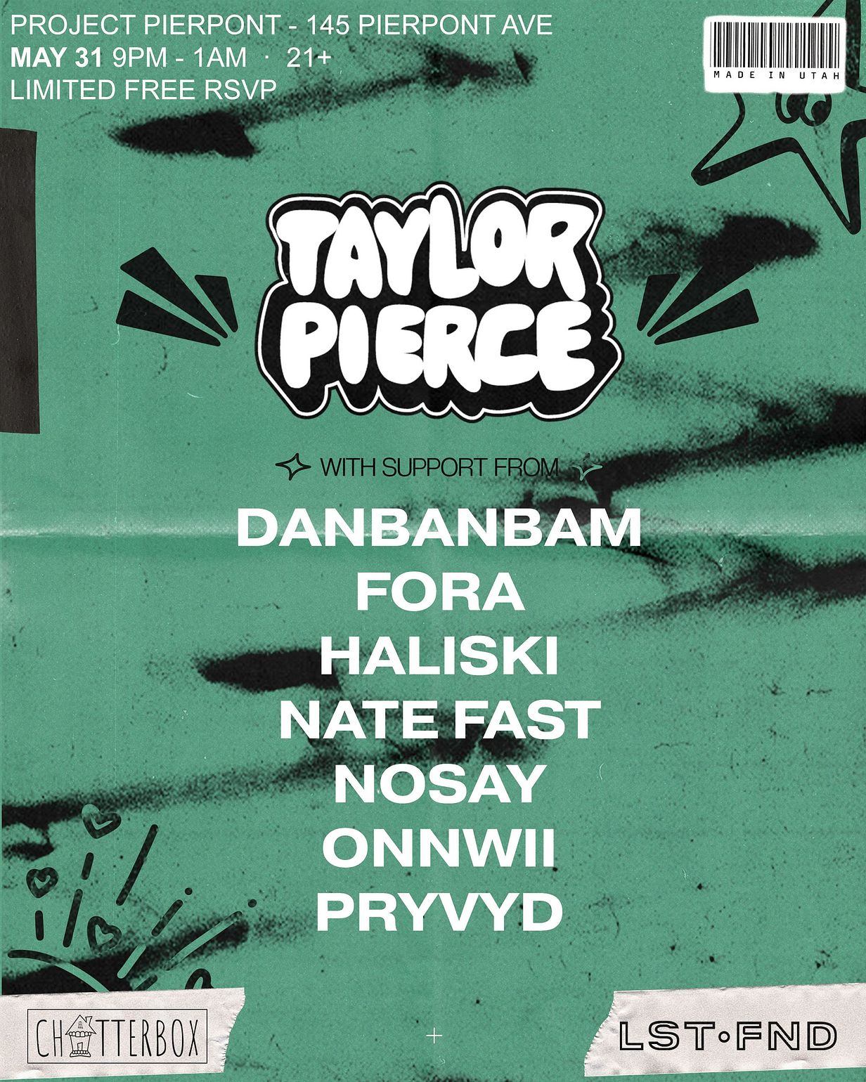TAYLOR PIERCE at PROJECT PIERPONT Tickets at PROJECT PIERPONT in Salt ...