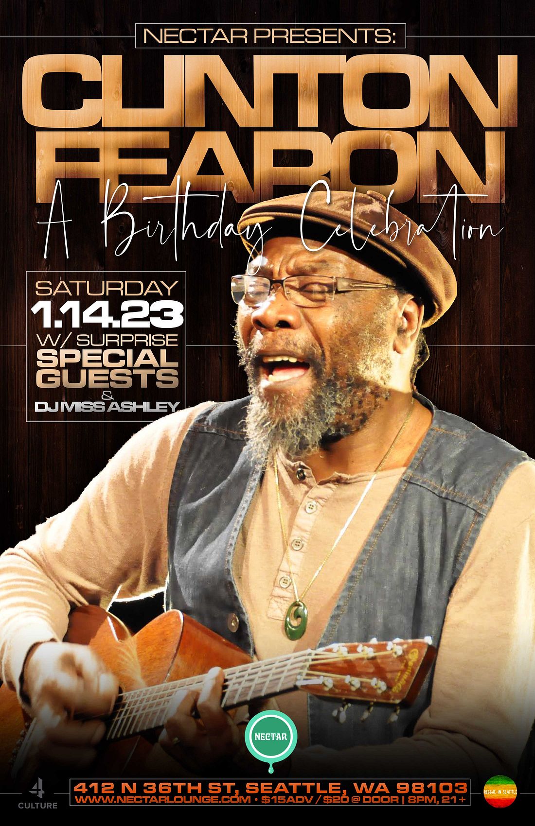 CLINTON FEARON: A Birthday Celebration Tickets at Nectar Lounge in Seattle by Nectar Lounge | Tixr